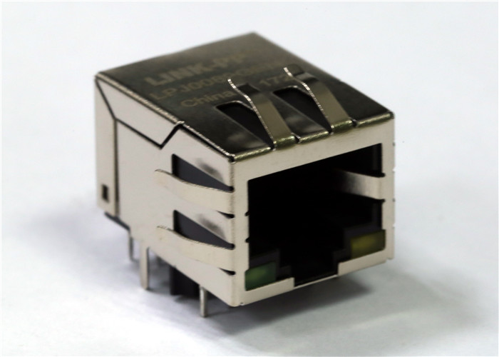 Con Rj45 POE+ Mag 1x1 R/A Shielded W/LED 700mA Eah Pair 10/100Base-Tx