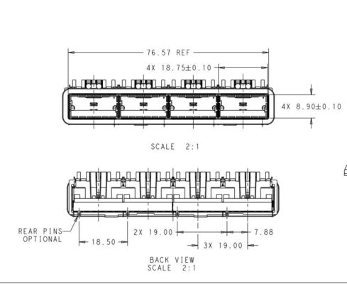 2170805-2 TE QSFP28 1x2 Cage Connector 28 Gb/S Internal / External EMI ...