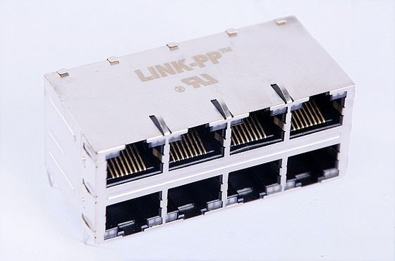 10/100BaseT RoHS Stacked RJ45 2 X 4 Port With Through Hole 0810-2H4R-N9
