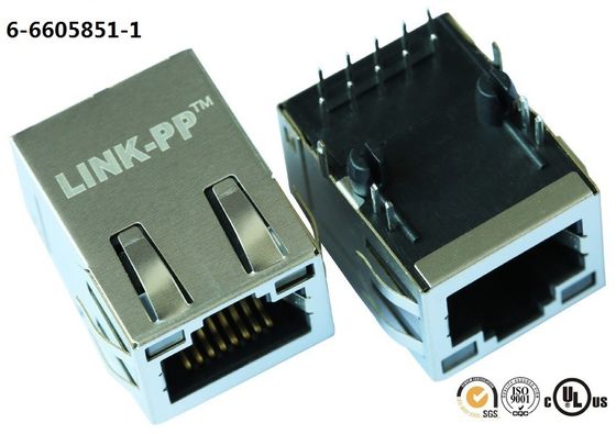 Voip Ethernet POE RJ45 Connector Magnetic Shielded With Resistor LEDS
