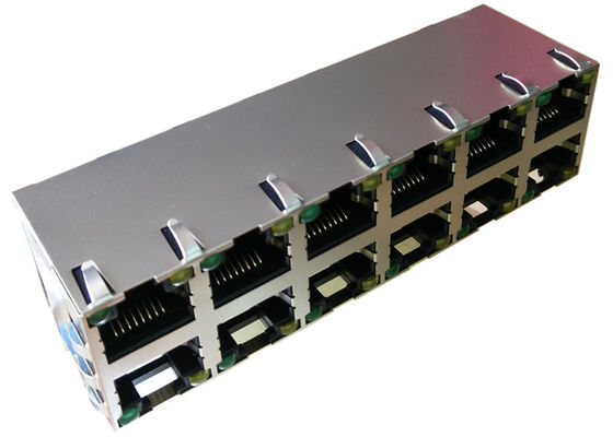 1840257-7 Stacked Rj45 Connectors 2x6 MAG45 Gigabit Ground SHIELD 1 ...