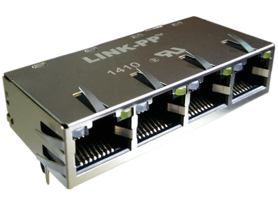 0826-1X4T-GH-F POE RJ45 Connector Quad Port 1x4 Gigabit Magjack 10/100 ...