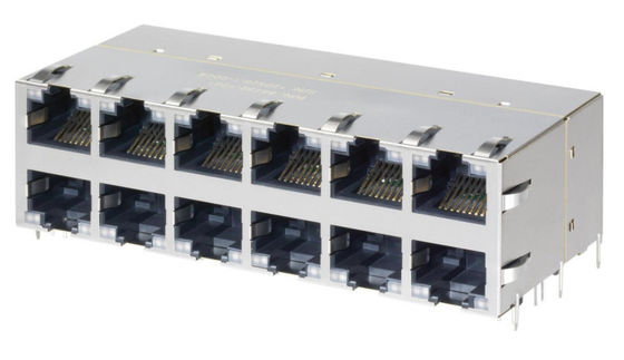 2x6 RJ45 Multi Connector 85732-1008 Enabled PSE PoE+ with LEDs