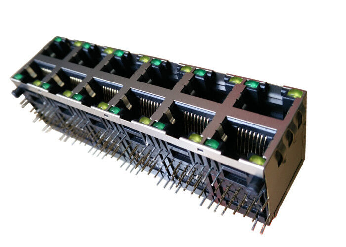 0833-2X6R-BU-F Stacked 2x6 Conn Magjack 12Port 100 Base-T Rj45 Shielded