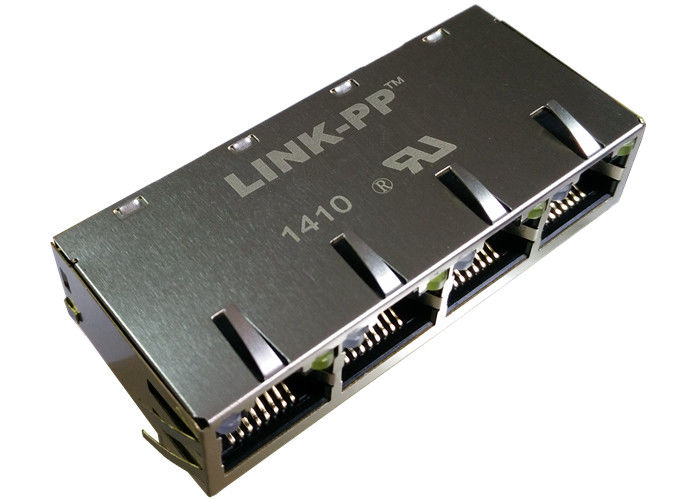0826-1G4T-32 Rj45 Multi Port jack 1x4 lan Rj-45 Port Gigabit Magjack Tab-up