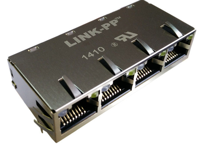 1761889-1 Multi-port RJ45 1X4 Low Profile Gigabit Shielded / Leds 6 ...