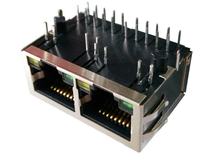 1840402-6 Dual Multi-port 1X2 MAG45 Modular Jack Gigabit Shielded With Leds