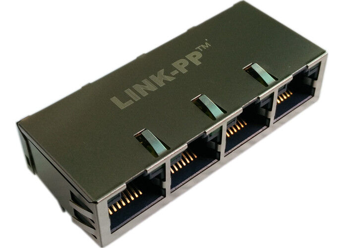 4 Ports Rj45 Modular Pcb Jack Side Entry 5-6610049-1 Magnetics 10/100Mbps