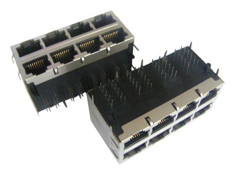 PC Card Surface Mount Stacked RJ45 Jack 10/100/1000M , POE Connector 2 ...