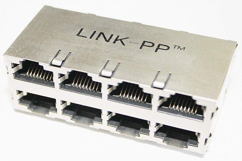 2 x 4 Port Female Stacked RJ45 Connectors for Networking SDH 10/100M