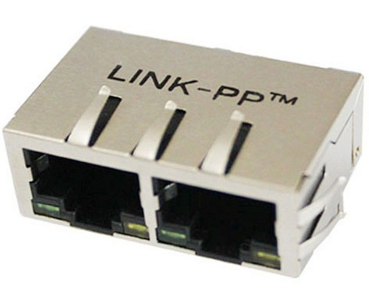 Dual Port Multi-Port RJ45 Jack , Ethernet Right Angle Connector 62F ...