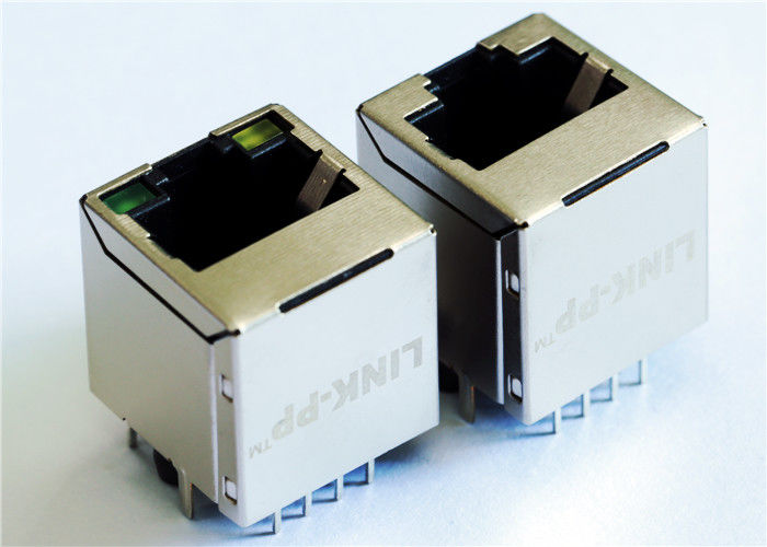 Custom 1 x 1 Vertical RJ45 Jack , Shielded RJ Plug Connector 51F-1204GYD2NL