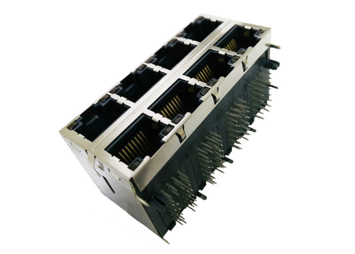 0895-2C4R-GK 2 x 4 Port Magnetic Multi-port RJ45 Connector POE+ ...