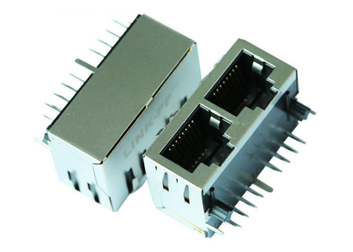 5-2301996-2 Dual Port 10/100 RJ45 Magnetics Angle Right Jack LPJ26404CNL