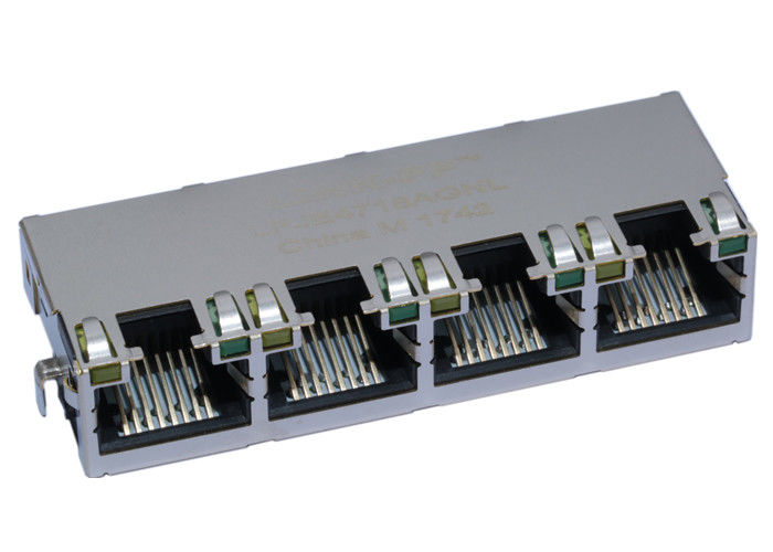 Ultra Low-Profile RJ45 Jack , 1x4 Port Shield W/LED Cat5e Ethernet ...