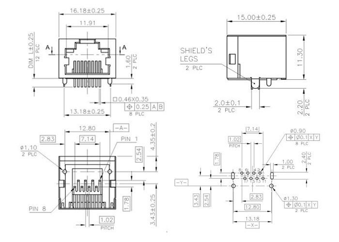 1734795-1 RJ45 Single Port 8P8C Shield Modular Jack LPJE841-0DNL