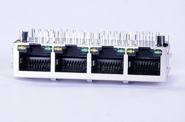 Shielded Tab Down Multi-port RJ45 , Single Port Stacked RJ45 Magjack ...