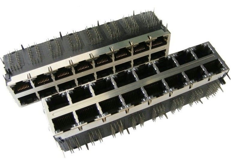 0879-2C8R-C3 Stacked 2x8 RJ45 Connector 16 Ports With LEDs LPJG87048A4NL