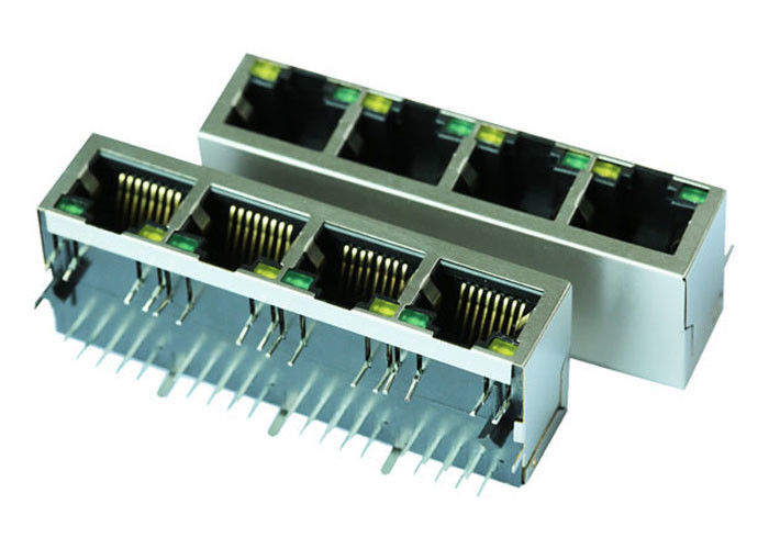 E5J88-032-01-L 1x4 Port 8P8C Multi-Port RJ45 Connector With Magnetics