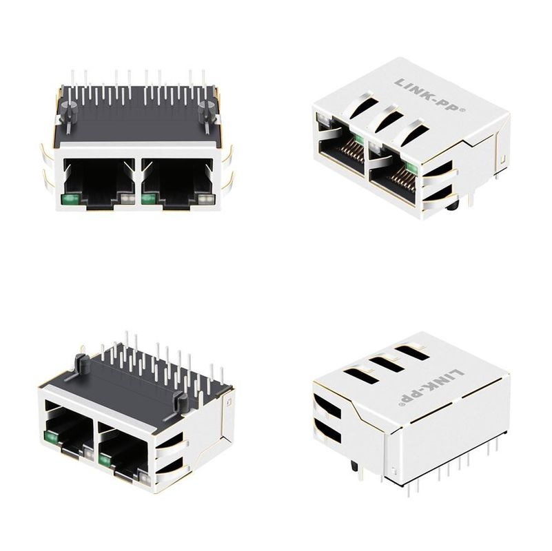 10G Base-T 1x2 Port JTL-U1001NL Tab UP Through Hole Rj45 Lan Jack With ...