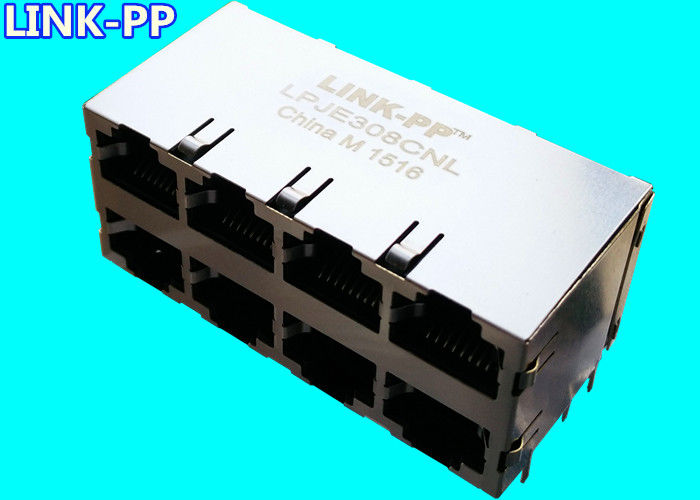 Stacked RJ45 LPJE308CNL Side Entry 8 ports 2x4 Rj45 8P8C Modular jack