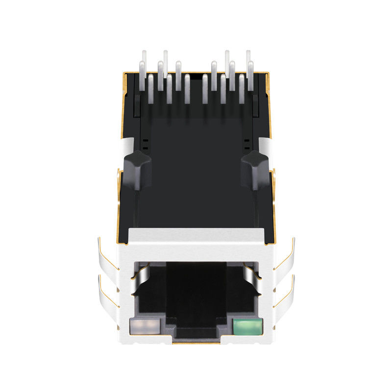 0826-1L1T-57-F 10/100BASE-T POE Single Port RJ45 MagJack Tab Up With G/GY Led