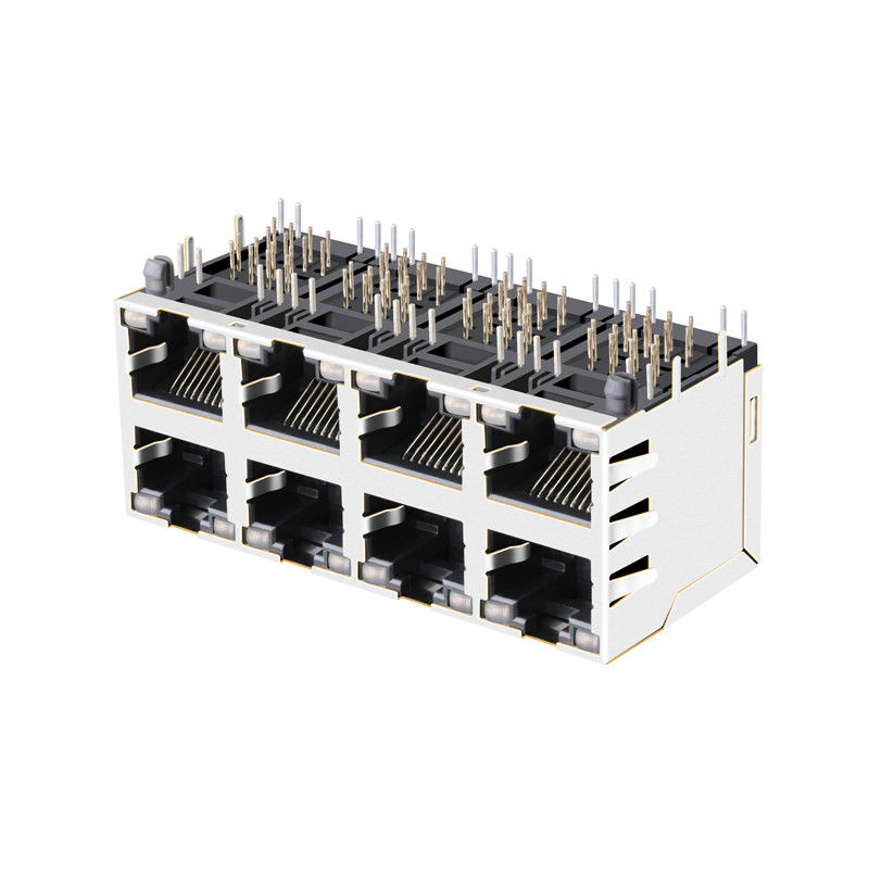 J0B-0364NL 1000BASE-T 2X4 Port RJ45 Magjack Female Connectors POE 15W ...