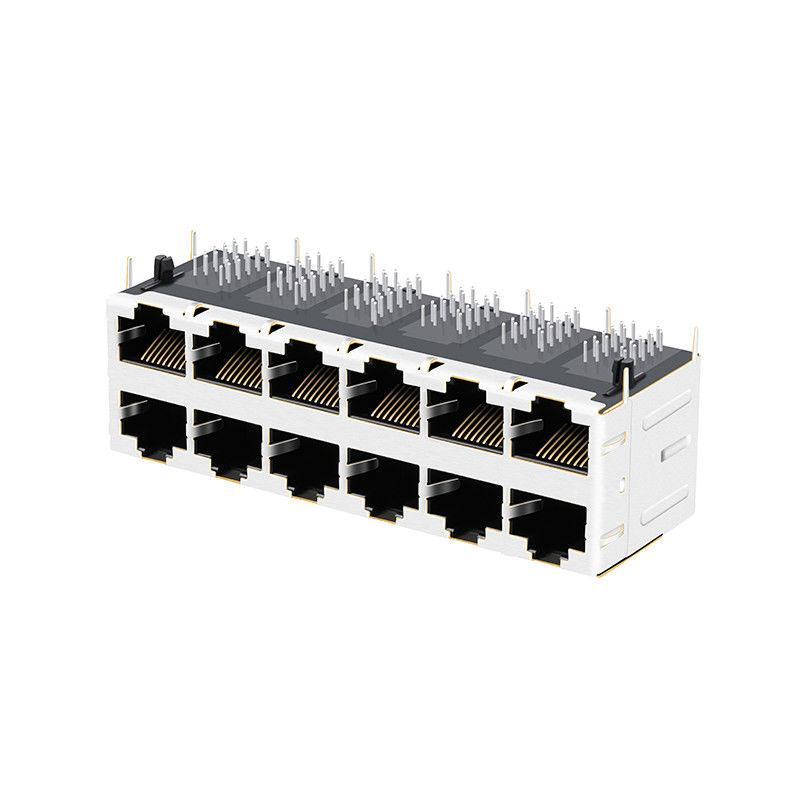JT5-2610CNL 10G BASE-T 2X6 PORT RJ45 Magnetic Jack Female Connector ...