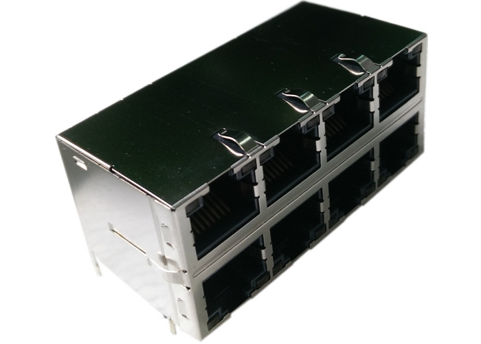 1840230-3 Gigabit Modular Jack 2X4 Offset MAG45 W/ Leds ,10 PIN Vertical