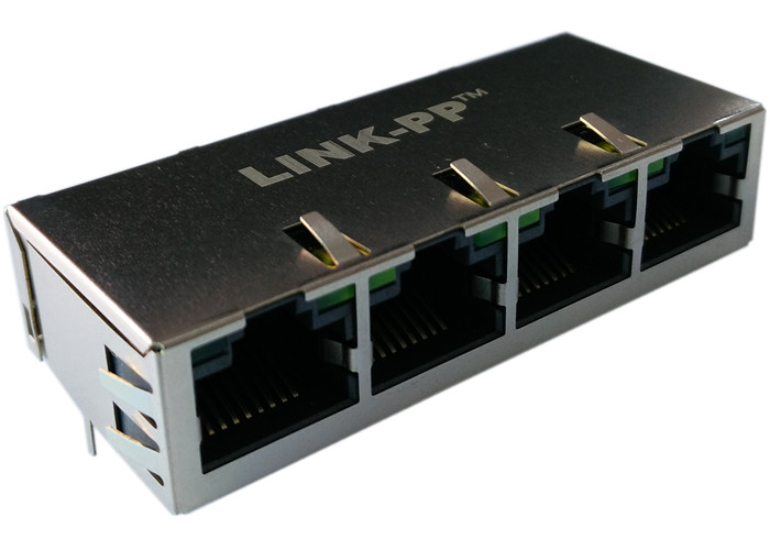 G26US-710151A Multi-port RJ45 Modular Jacks Right Angle 1 x 4 Port , Tab-up