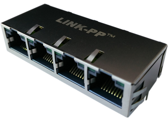 RJMG214034430NR Multi-port RJ45 Connector 1000Base-T 1x4 Quad Port Tab-up