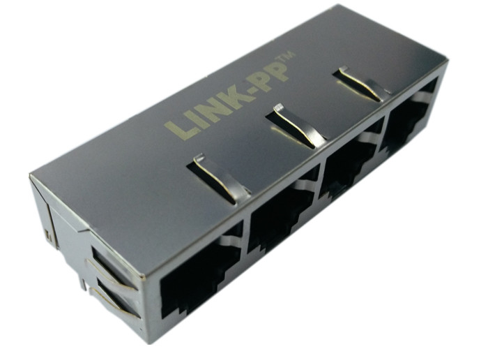 1x4 Tab-Down Quad Port 1000Base-T RJ45 Connector HFJ14-1G46ERL