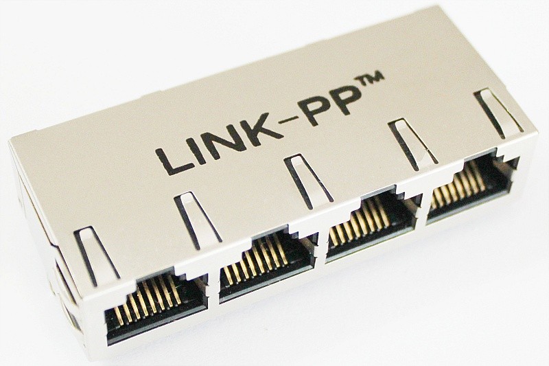 1 x 4 PDH Filter Multi-port RJ45 Connector with Transformer , Side Entry