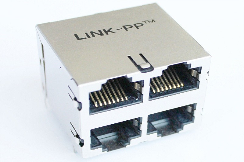 Shielded IEEE RJ45 Ethernet Jack For Switch Router , 2 X 2 Port RoHS ...