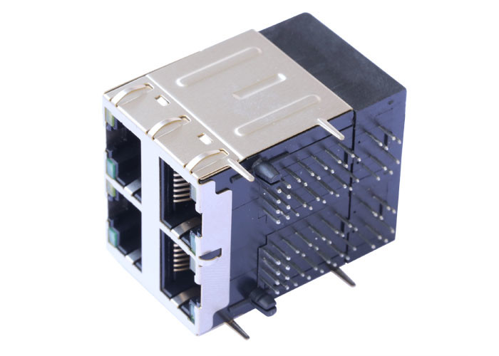 JXC0-0376NL 2x2 Multi-port RJ45 Side Entry PCB Jack With Shield