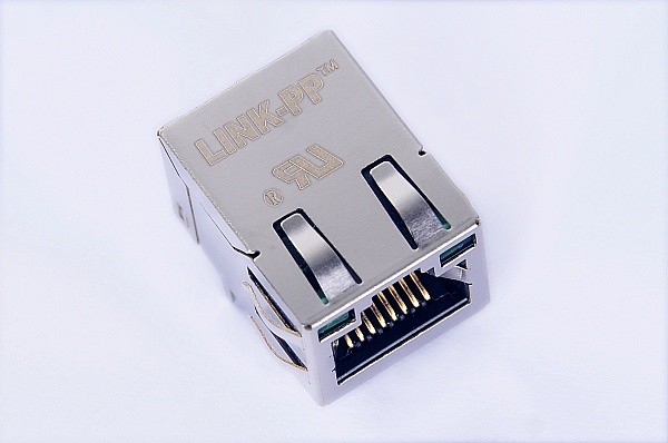 10/100BaseT 1X1 Magnetic RJ45 Jack Tab Up With GO/GO LEDs 08B0-1B1T-06-F