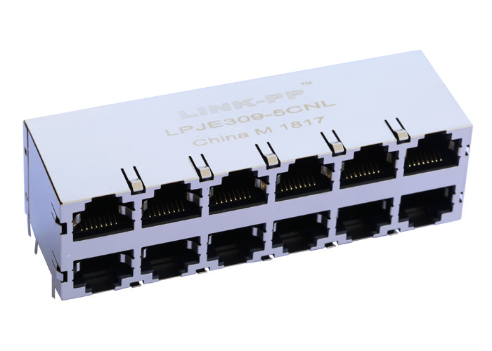SS73100-046F Stacked 2x6 Port Magjack 8P8C Rj45 Modular Jack LPJE309-5CNL