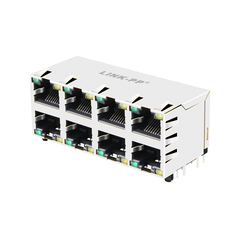ARJM24A1-A12-AB-EW2 2x4 Port RJ45 Connector Jack With 10/100 Base-T ...