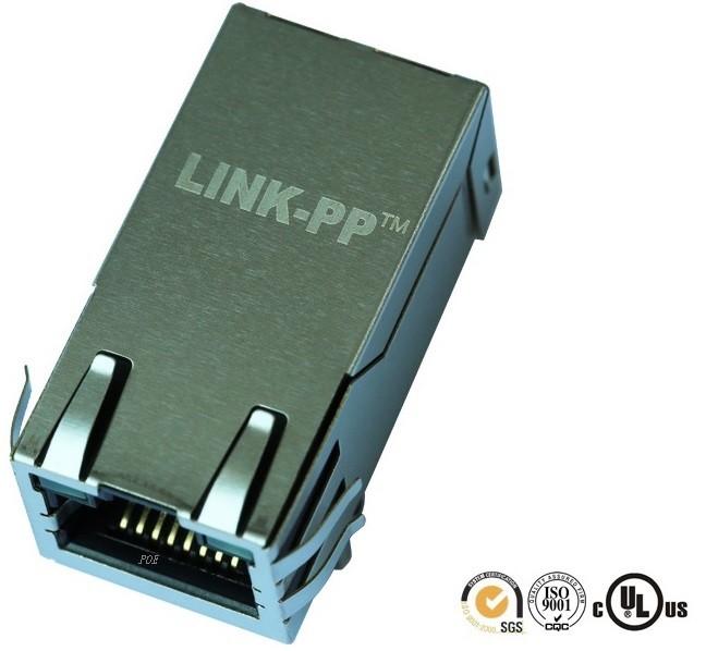 Gigabit Mag Jack POE+ RJ45 Connector , Extended Temperature 0826-1X1T-1-F