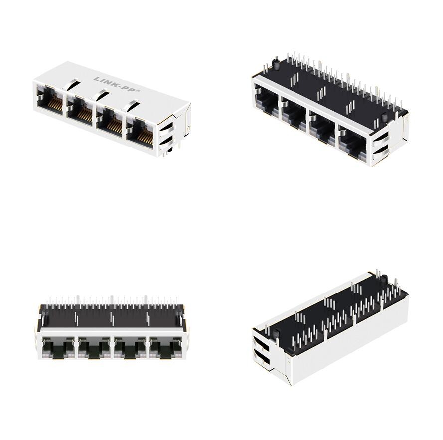 2250083-1 1x4 Port RJ45 Magnetic Connectors 10G Base-T Tab Up With GO ...