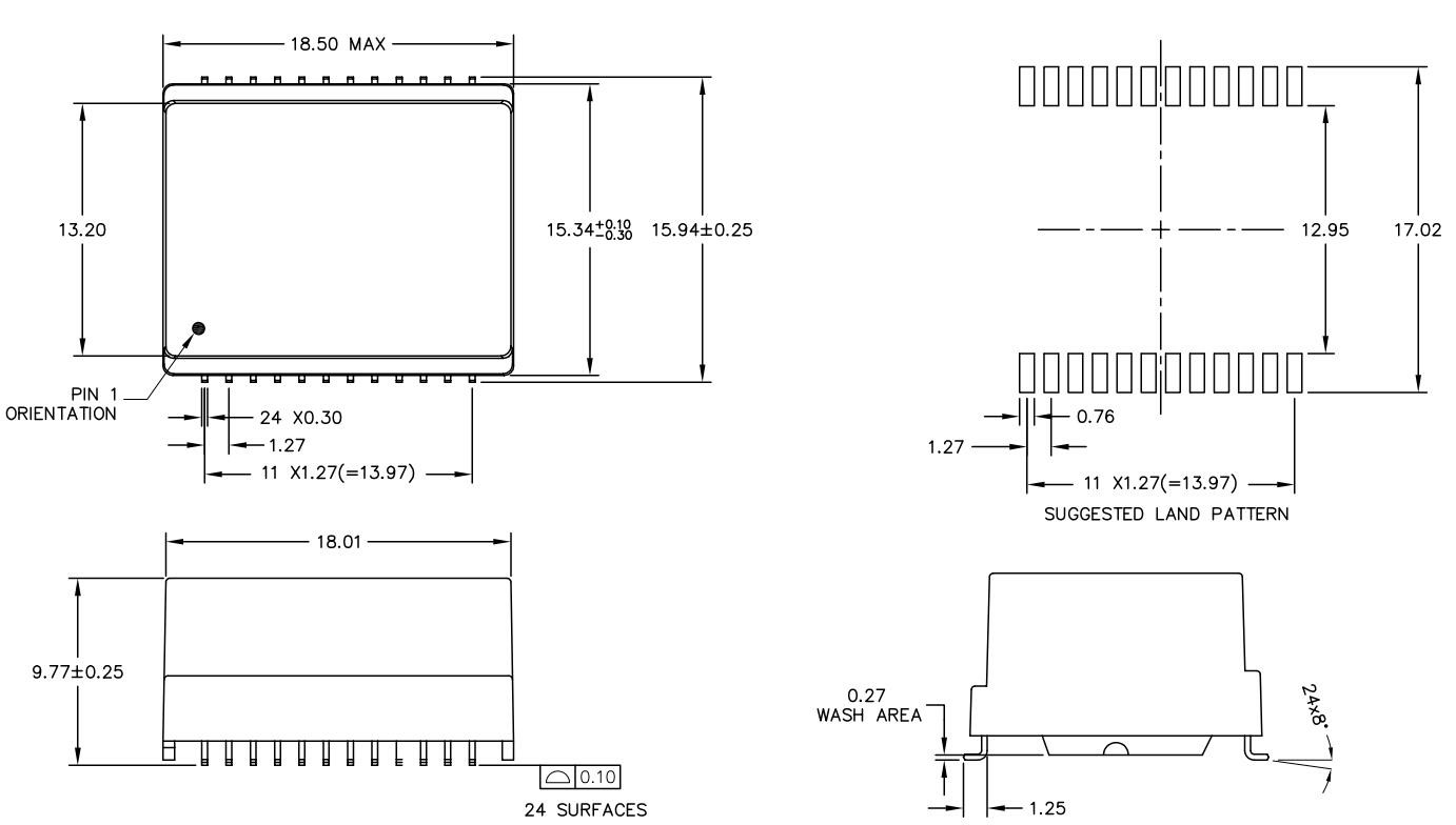 HX5224CNLT 1000BASE-T Single Port 24PIN SMD ETHERNET TRANSFORMER ...