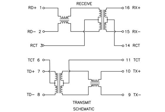 HX0060NL Ethernet Magnetic Transformers 16 pins SMD 10/100Mbps