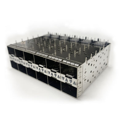 2x6 SFP+ Cage & Connector With EMI Spring Finger and Light Pipe