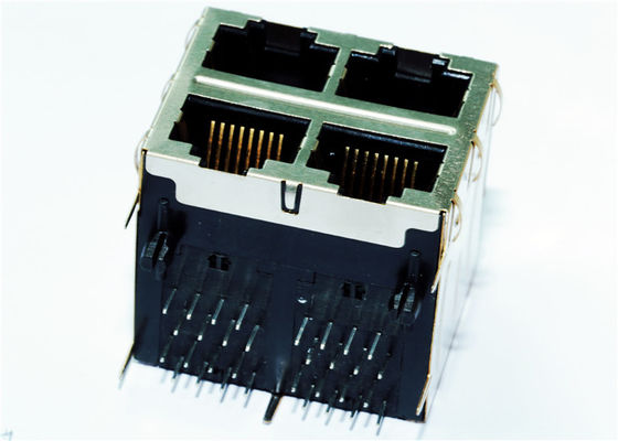 Rj45 POE Connector 2x2 Stack Port With 1000 Base-T Magnetic LPJG27082CNL