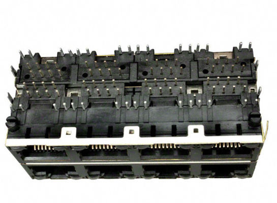Stacked 2x4 RJ45 Modular Jacks RJSAE538A08 Shielded With EMI Tabs