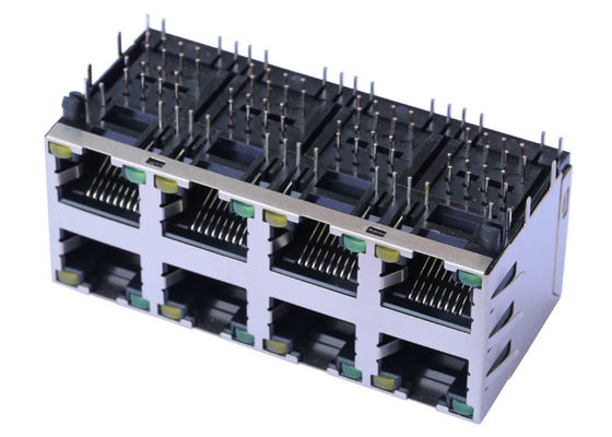 JDKA4T854-D1/Y 2x4 Port Stacked Modular Jacks RJ45 Without Magnetic ...