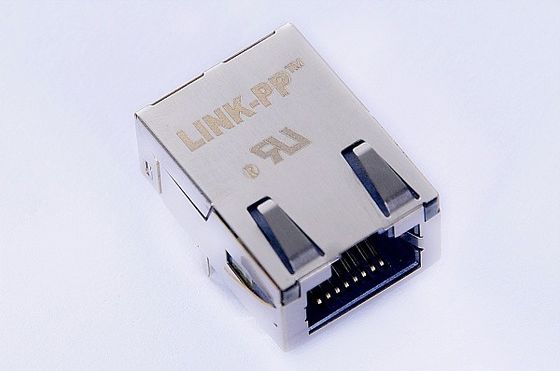 SMD / THT Magnetic RJ45 Jack 10/100BaseT 1X1 OG/Y With Tab Up 0875-1X1T-P2