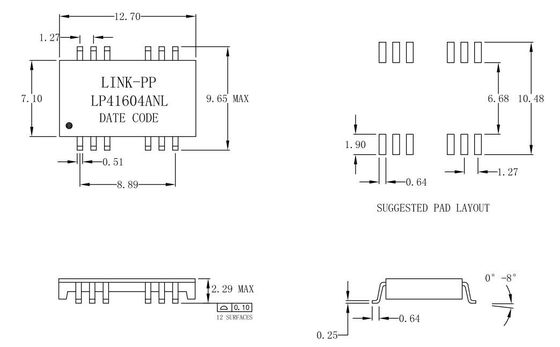 HR681686 10/100 Base-T Ethernet Magnetic Transformers LP41604ANL 1500V ...
