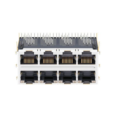 JX20-0254NL 2x4 Port 10/100 Base-T G/O Led ICM Connector RJ45 Magnetic Jack