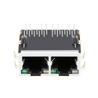 10G Base-T 1x2 Port JTL-U1001NL Tab UP Through Hole Rj45 Lan Jack With ...